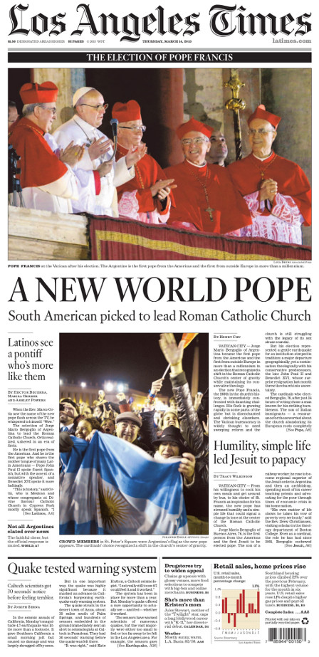 News of a new pope - Data Desk - Los Angeles Times